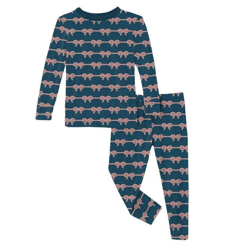 Kickee Pants Bamboo Long Sleeve Pajama Set - Peacock Boat Rope Bows