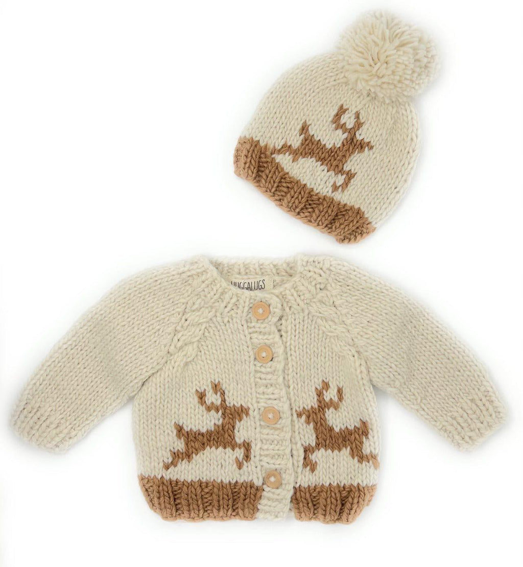 Huggalugs Oh Deer Cardigan and Beanie Set | Baby Riddle