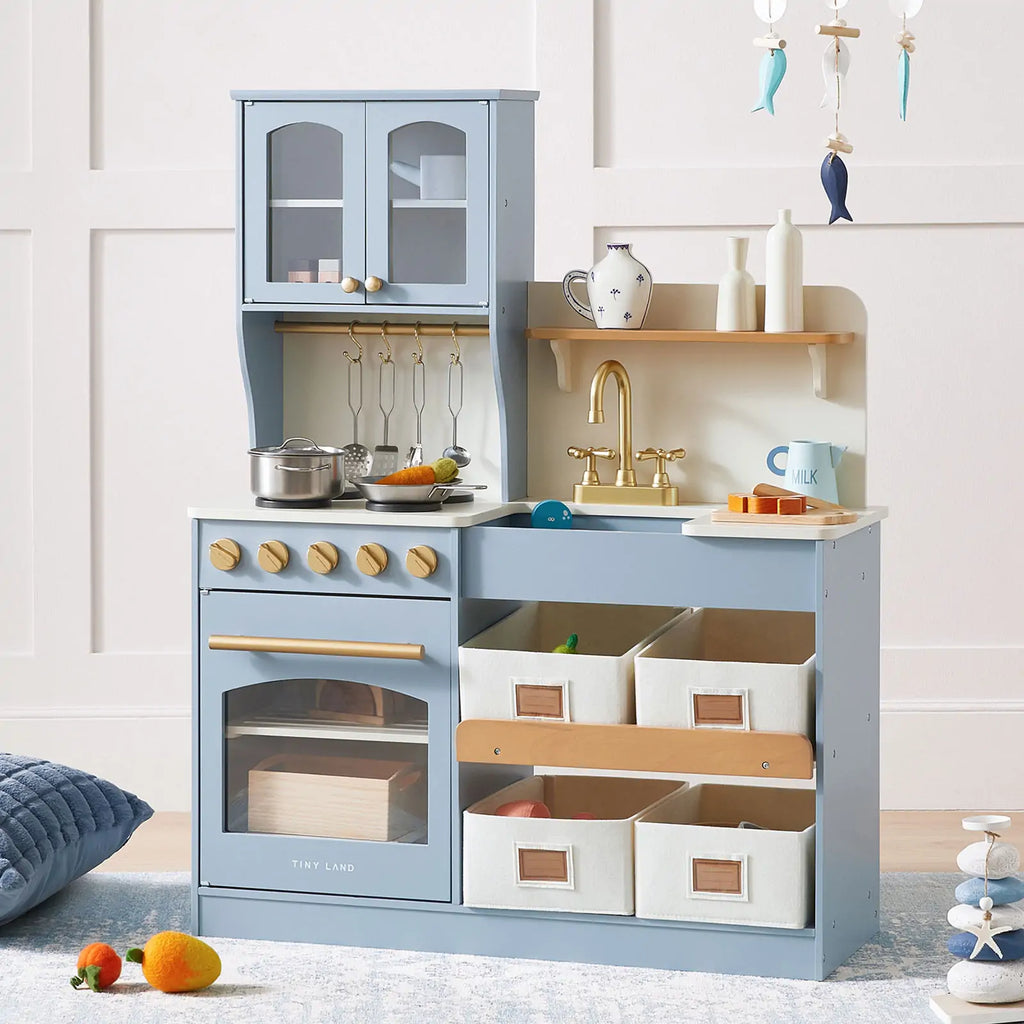 Tiny Land® Pretend Play Kitchen for Kids - Serenity Wooden Kitchen – B