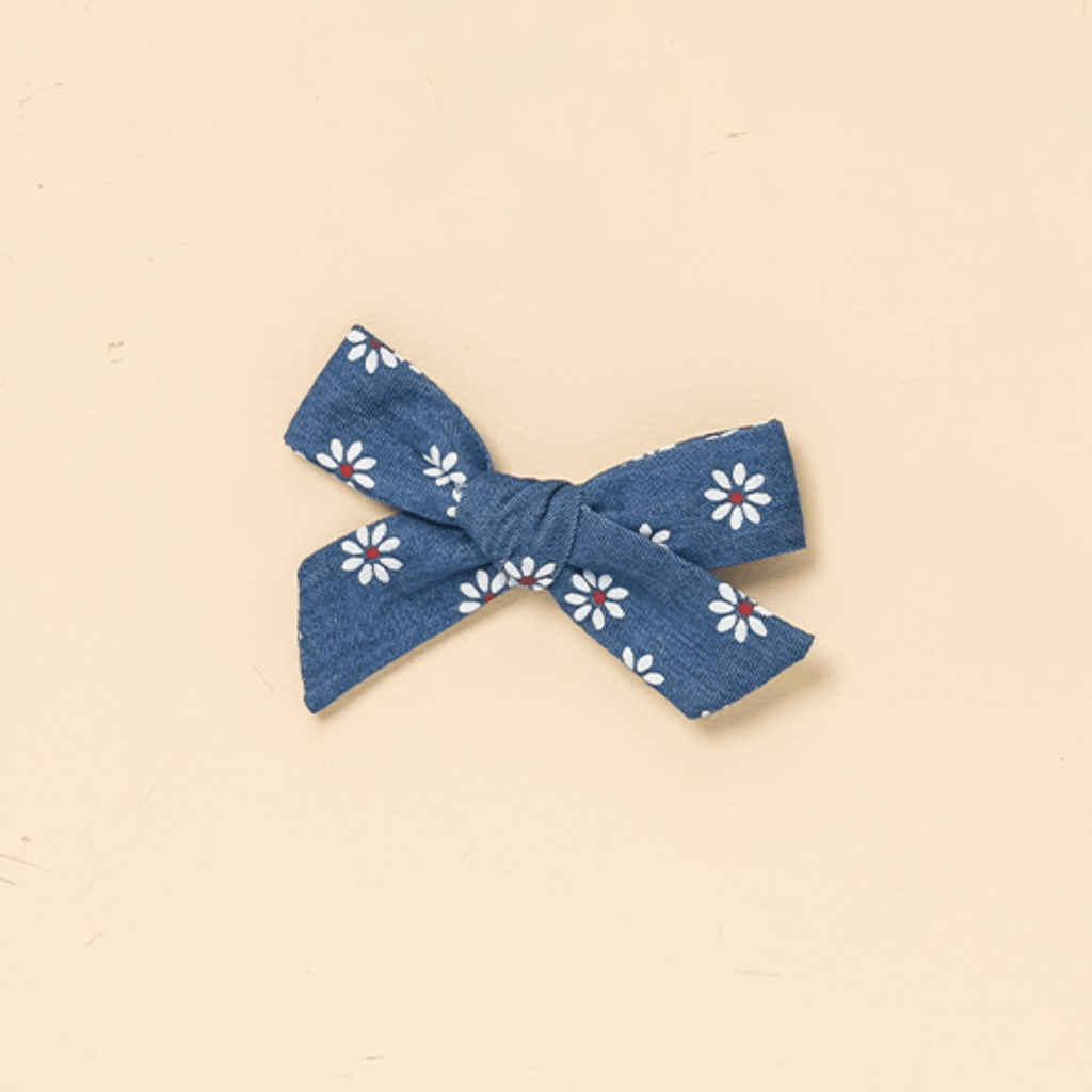 Little Poppy Co Denim Daisy Bow Clip | Baby Riddle