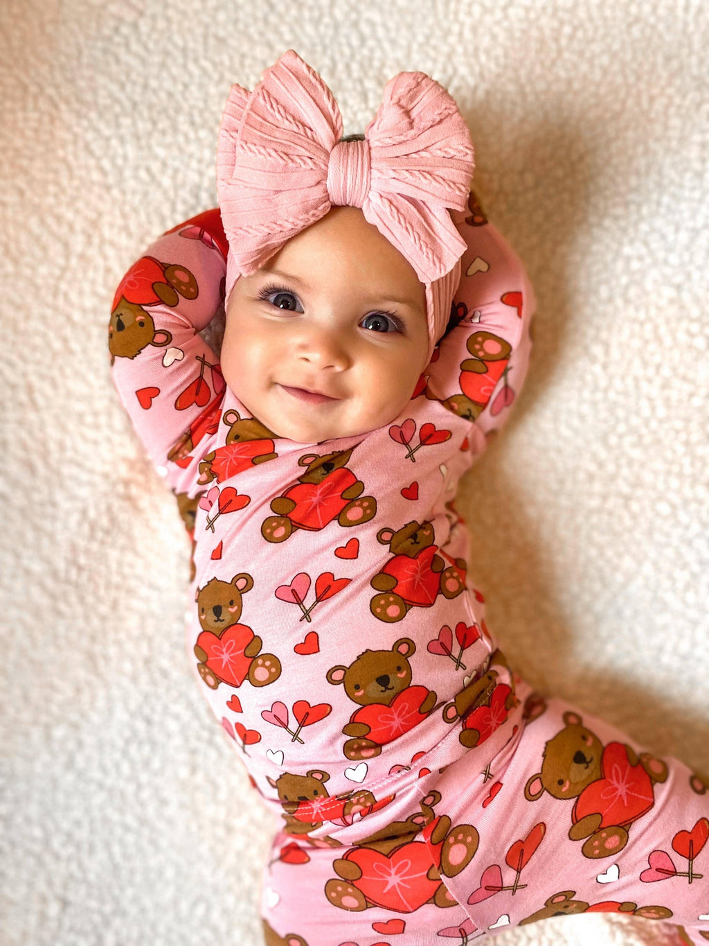 Long Sleeve 2-Piece Pajama Set - Valentine Bear Pink | Baby Riddle