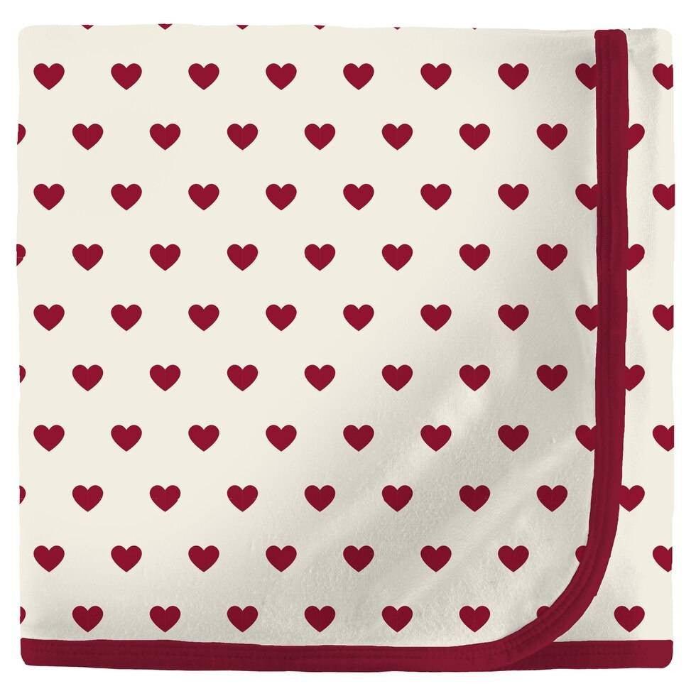 Kickee Pants Valentine Swaddling Blanket Natural Hearts