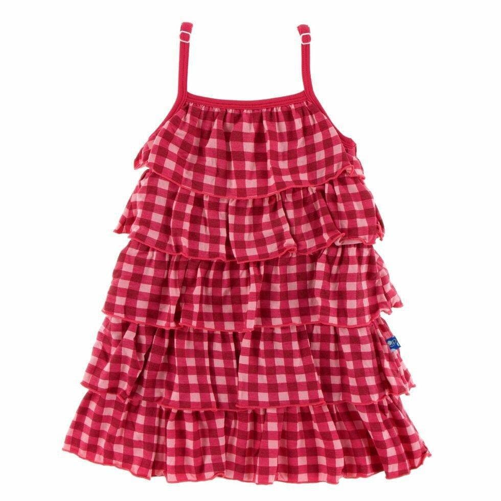 KicKee Pants Bamboo Tiered Ruffle Dress Flag Red Gingham