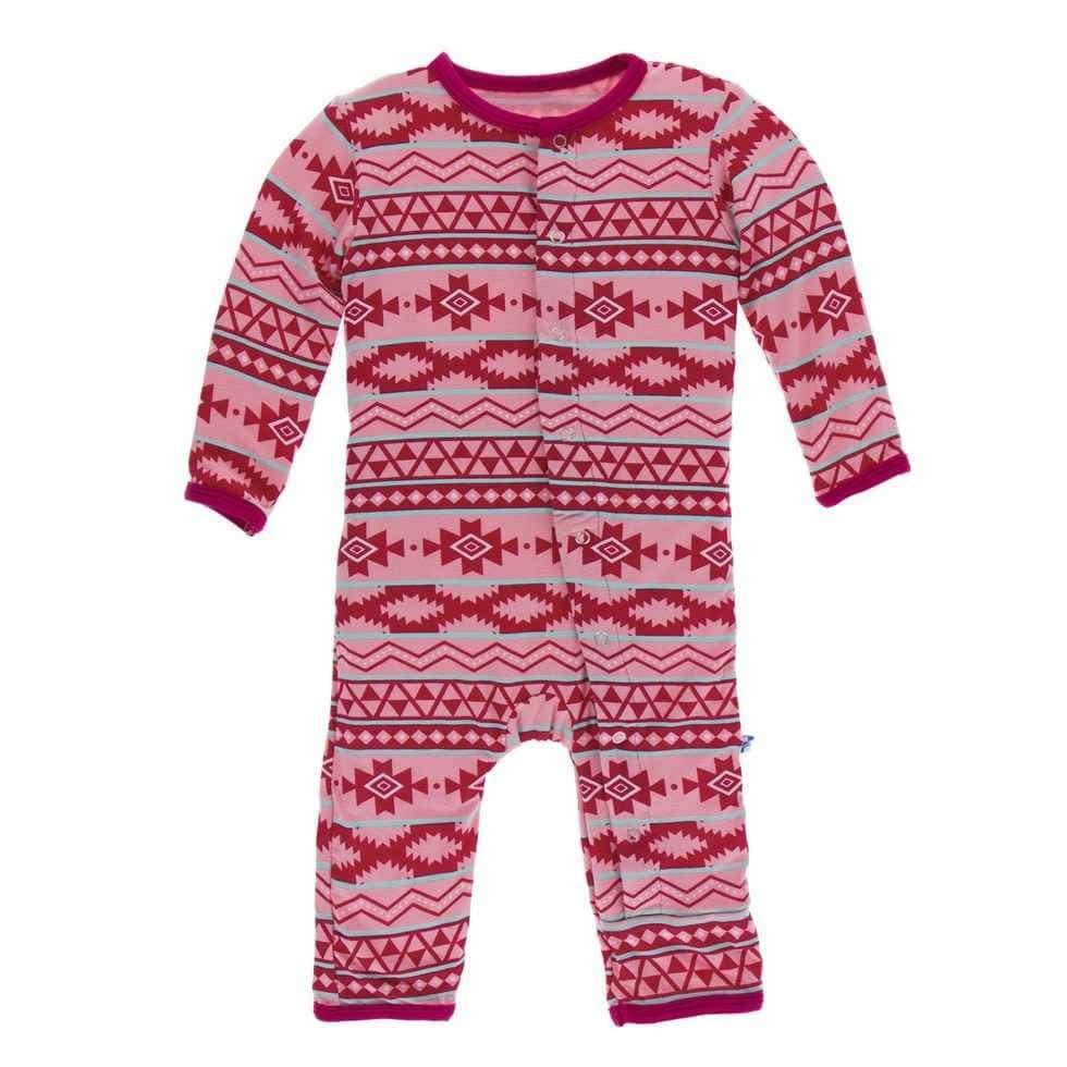 KicKee Pants Bamboo Coverall (Snap) - Strawberry Mayan Pattern – Baby ...