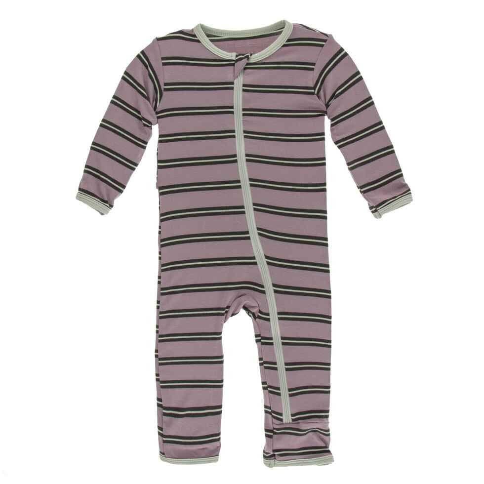 KicKee Pants Bamboo Coverall Zip Elderberry Kenya Stripe