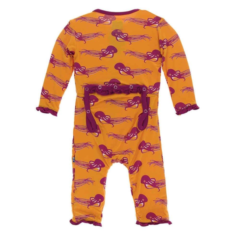 KicKee Pants Muffin Ruffle Coverall (Snap) - Apricot Octopus