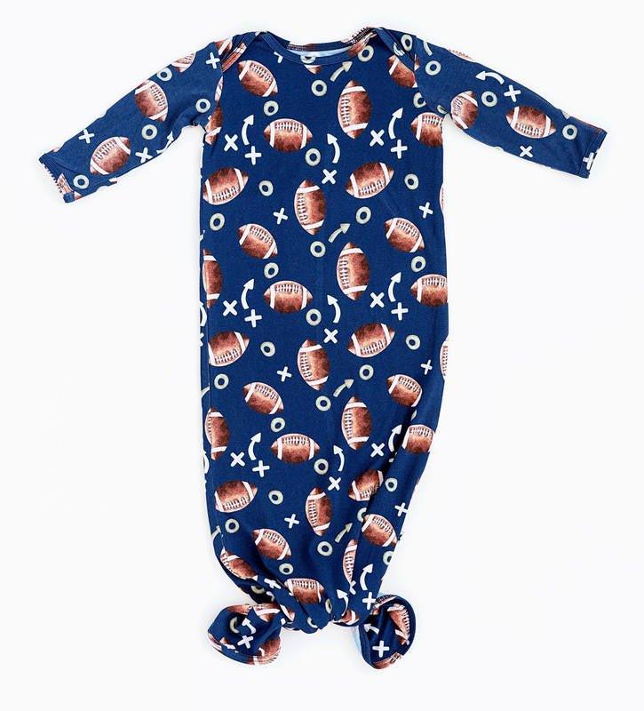 Kiki and Lulu Bamboo Boy's Knotted Gown - Football | Baby Riddle