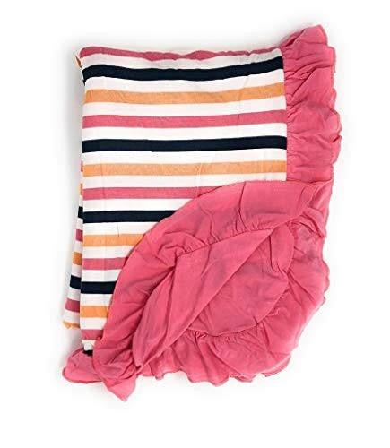 Kozi & Co. Bamboo Ruffle Stroller Blanket - Adventure Stripe