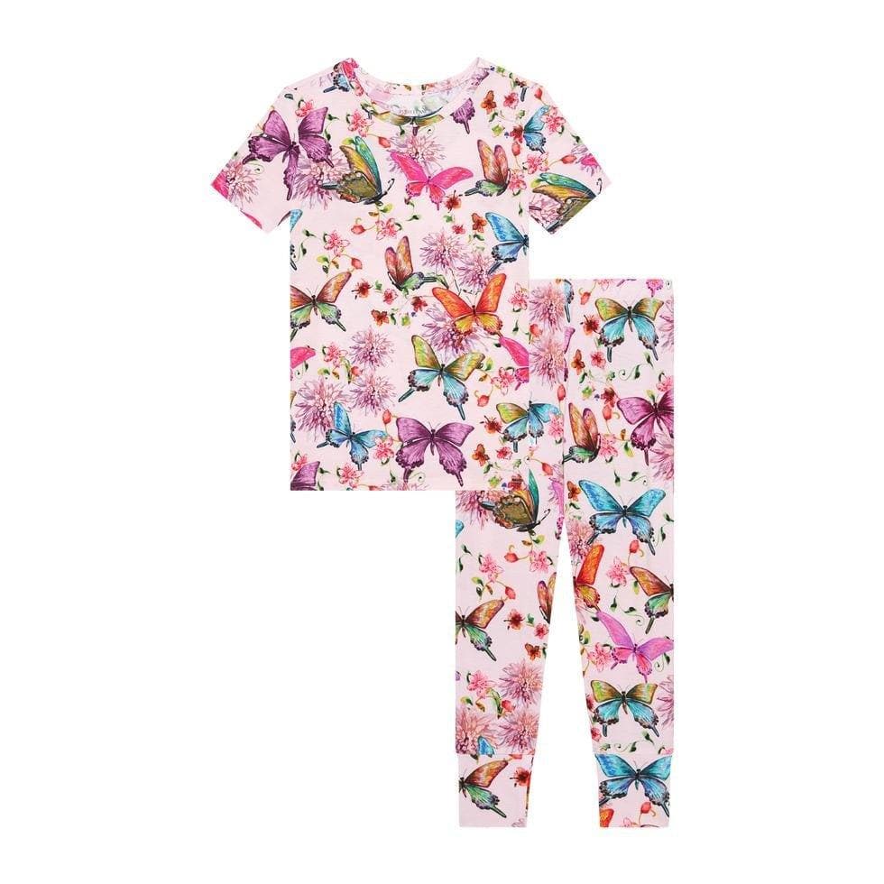 Posh Peanut Bamboo Girls S S Pajama Set Watercolor Butterfly